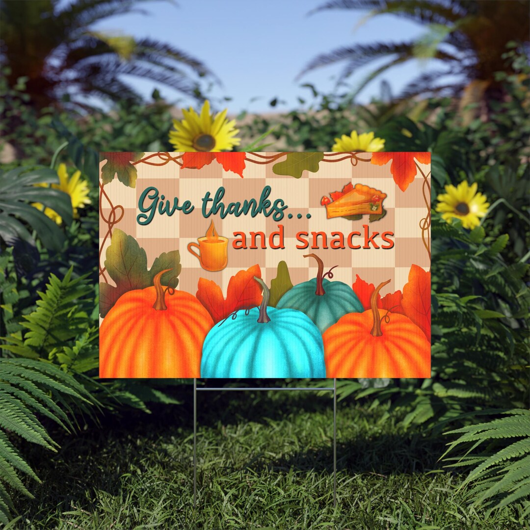 Hand-drawn Thanksgiving Lawn Sign, Funny Fall Yard Decoration With ...