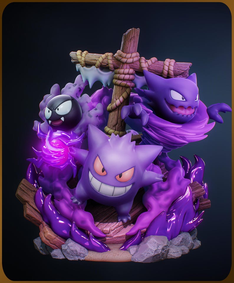 Ghost Pokemons Diorama - STL File (presupported) FDM Printer Compatible ...