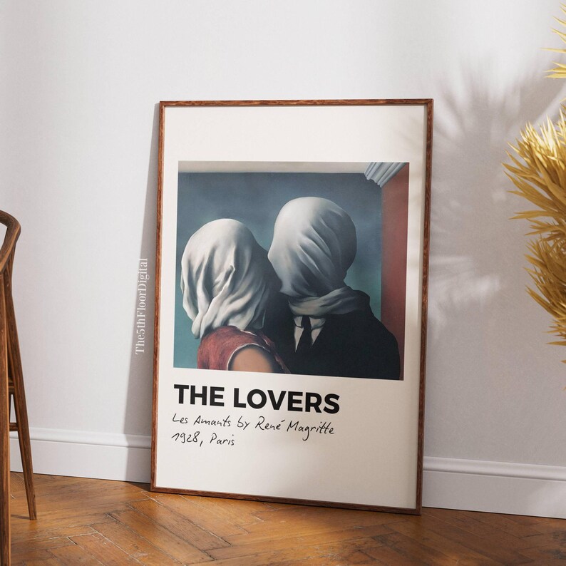 The Lovers Rene Magritte Valentines Day Poster Romantic Vintage Wall ...