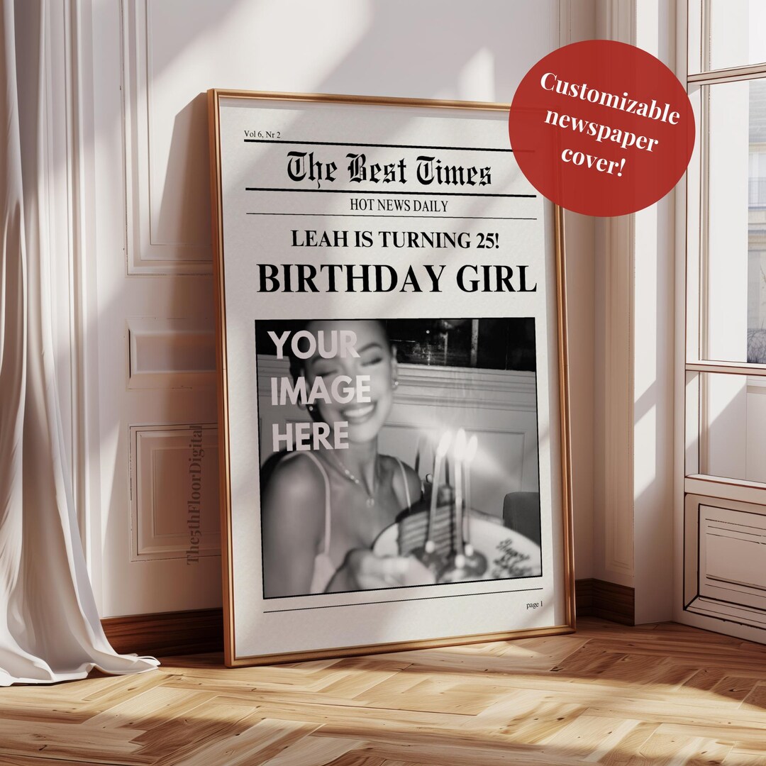 Custom Newspaper Print Design Personalized Newspaper Cover Wall Art ...