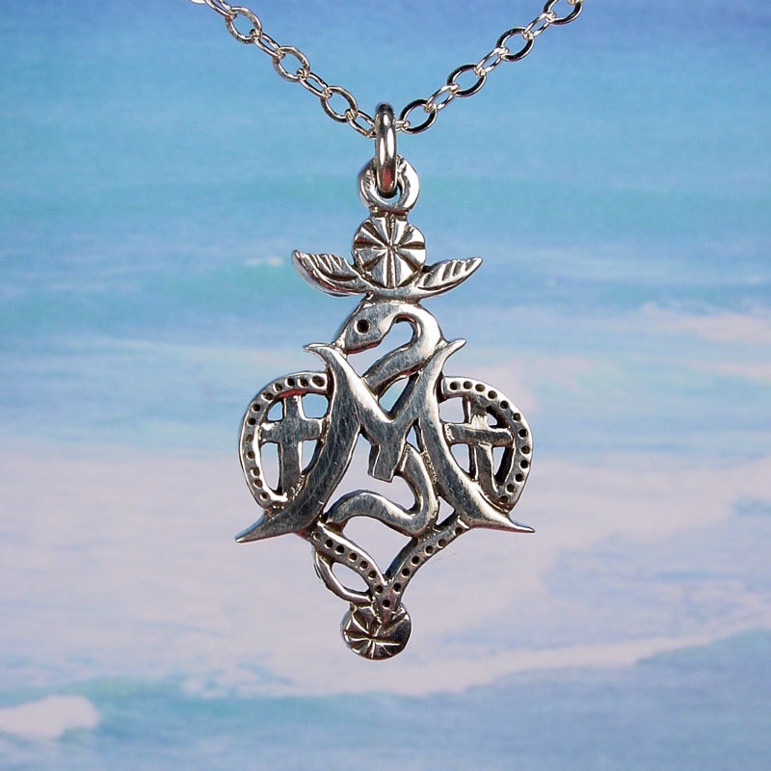 MARIE LAVEAU Voodoo Vodou Loa Lwa Veve Charm Pendant in Solid Cast 925 ...