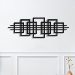 Geometric Metal Wall Art: Modern Rectangle Line Sculpture - Etsy