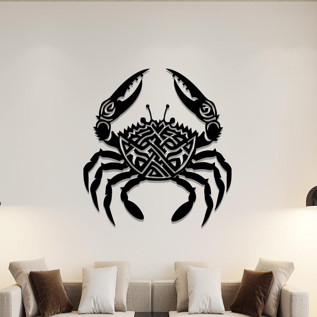 Crab Metal Sign, Modern Coastal Decor, Ocean Inspired Wall Sculpture ...