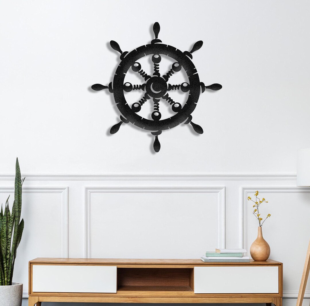Ship Rudder Wall Decor, Nautical Metal Art, Maritime Wall Sign, Coastal ...