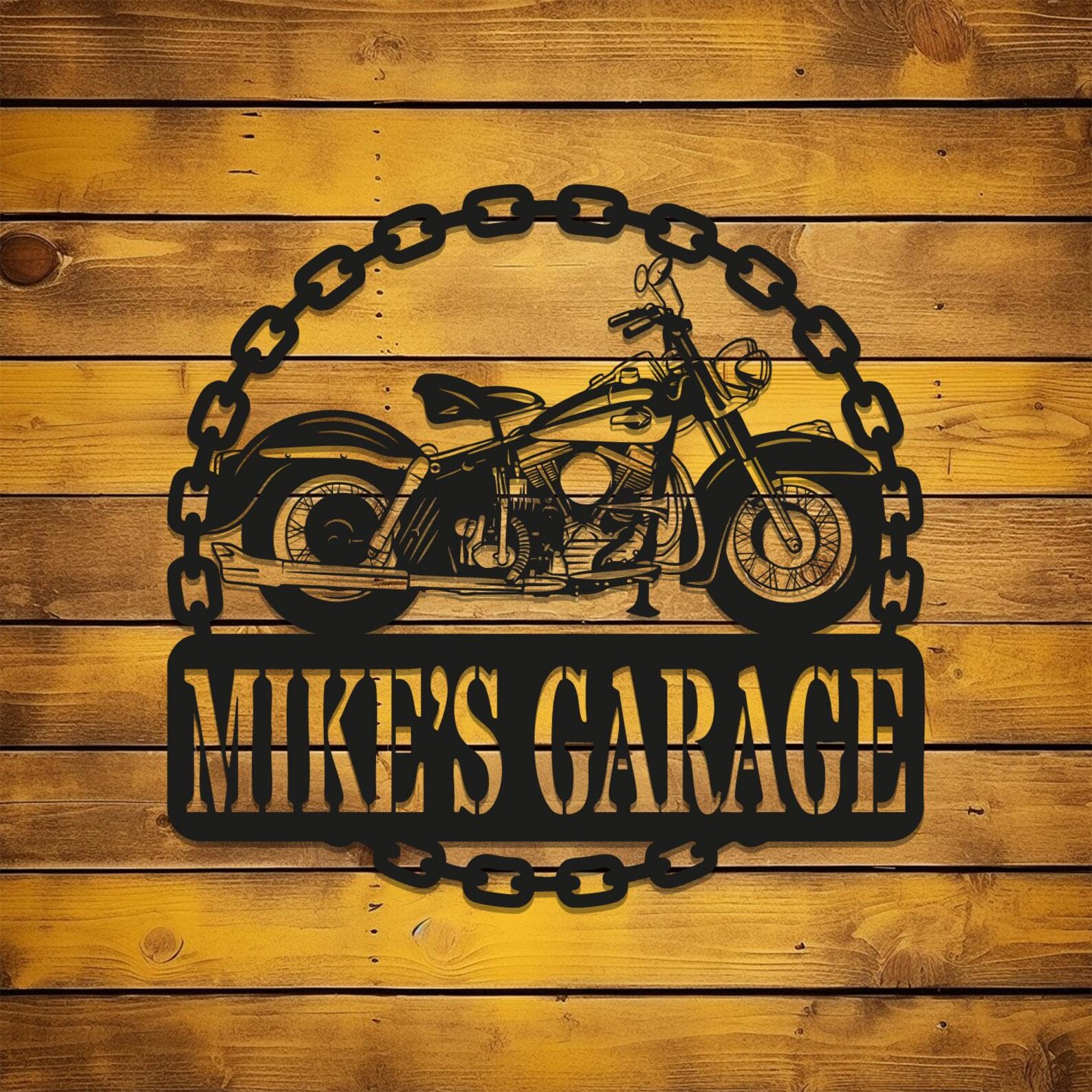 Personalized Motorcycle Garage Sign: Powder-coated Metal Biker Decor ...