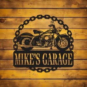 Personalized Motorcycle Garage Sign: Powder-coated Metal Biker Decor ...