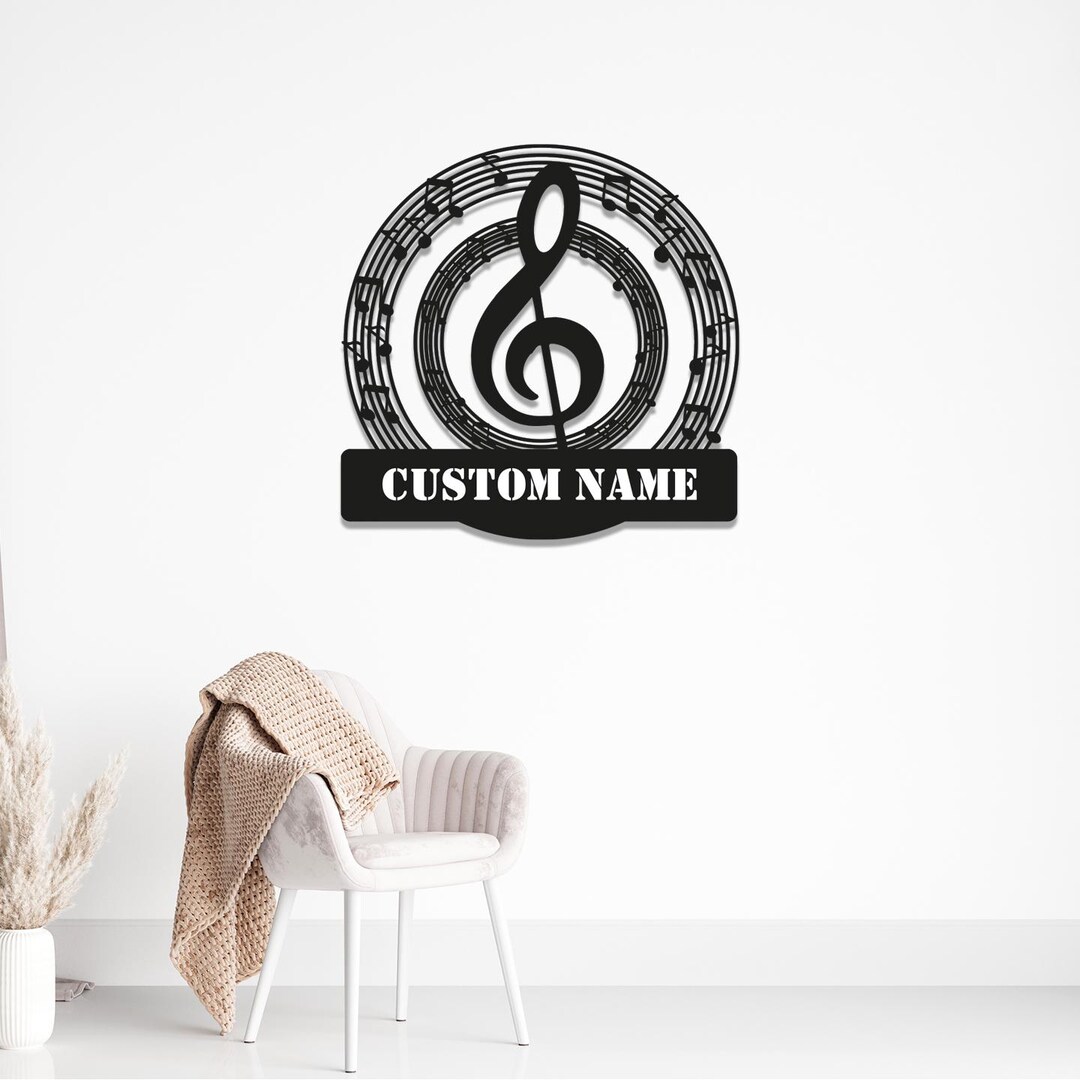Personalized Music Note Metal Wall Art: Custom Name Sign - Etsy