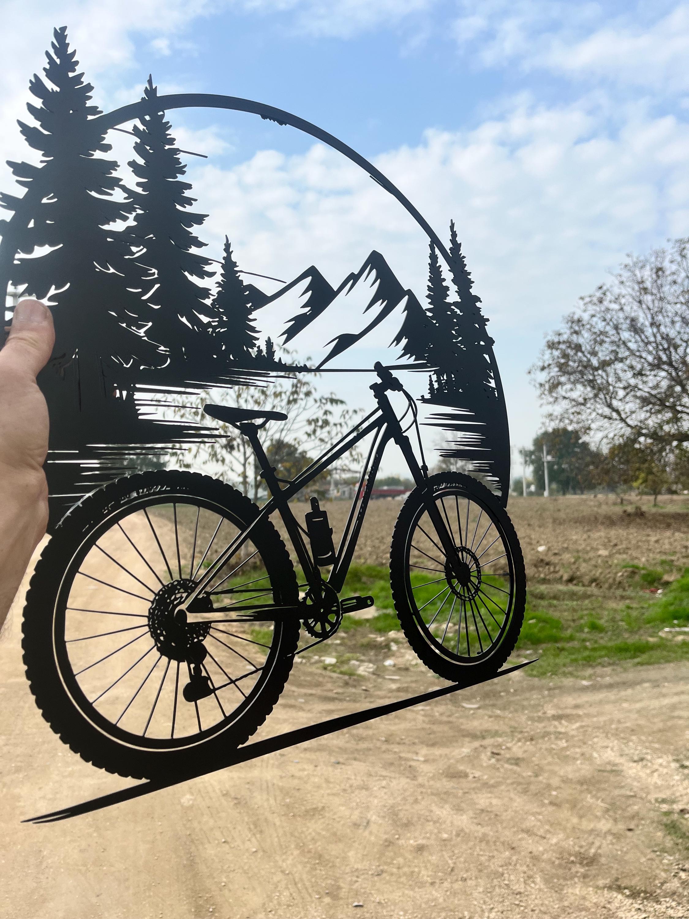 Mountain Bike Metal Wall Art: Tree & Cyclist Decor - Etsy