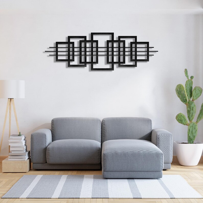 Geometric Metal Wall Art: Modern Rectangle Line Sculpture - Etsy