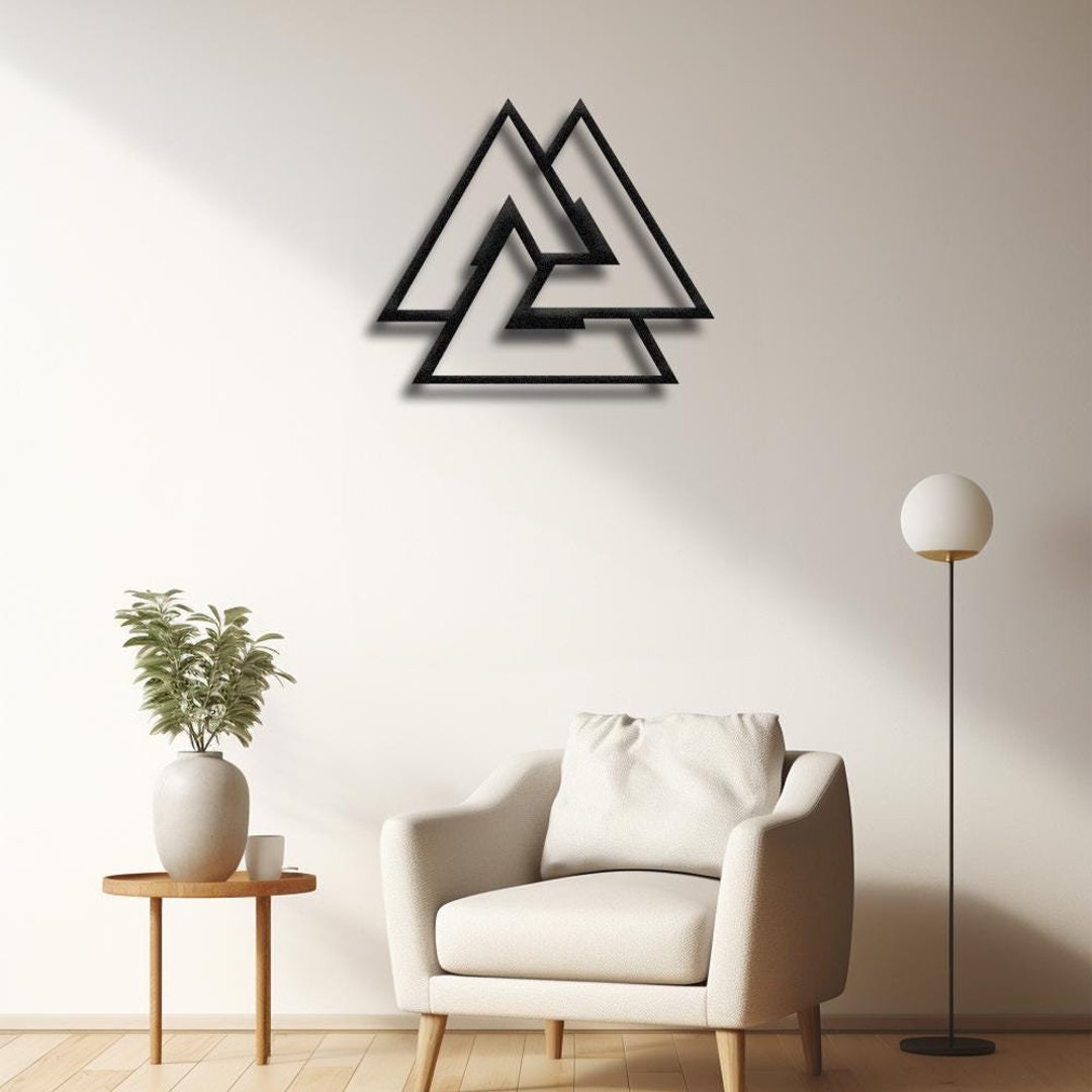 Triangle Metal Wall Art, Geometric Metal Decor, Viking Valknut Metal ...