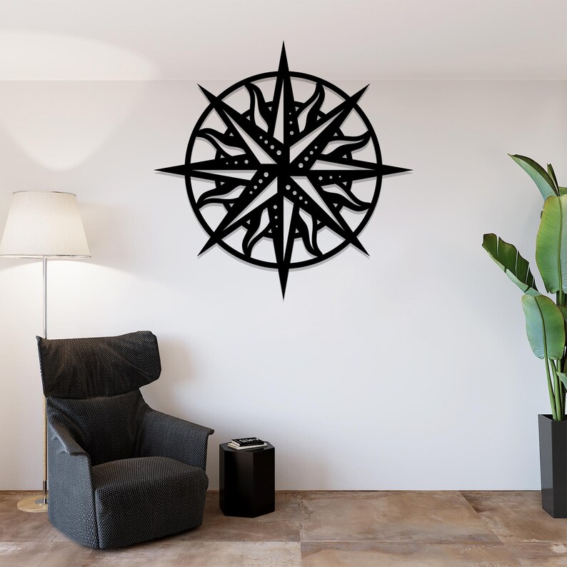 Metal Sun Compass Wall Art: Modern Farmhouse Decor - Etsy
