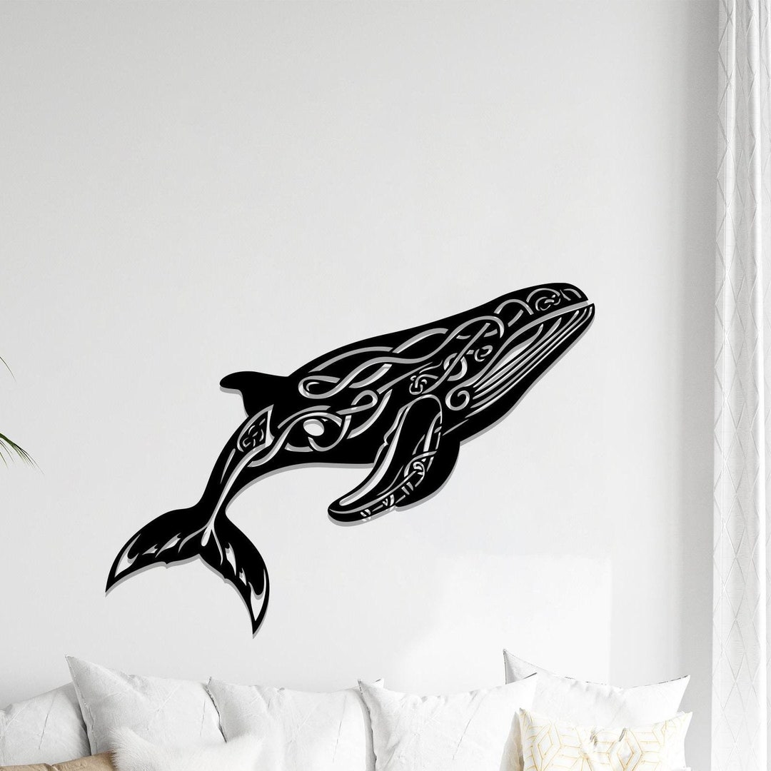 Whale Metal Wall Art, Metal Whale Sculpture, Ocean Themed Art, Metal ...
