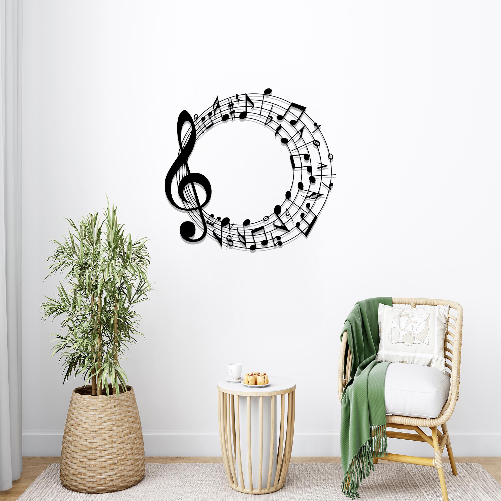 Music Notes Wall Art: Circle Treble Clef, Music Room Decor - Etsy