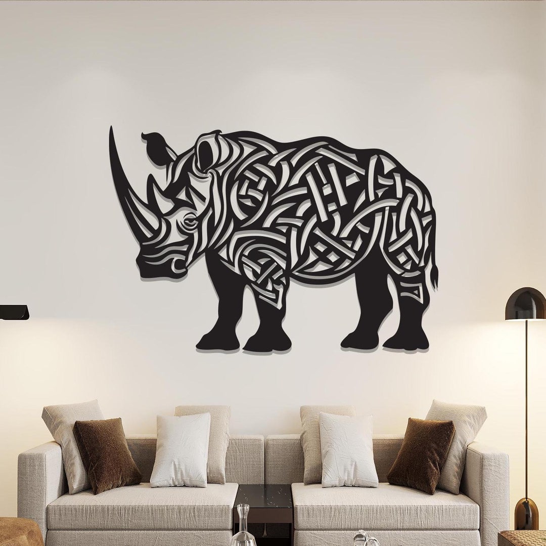 Metal Wild Rhino Wall Art, Metal Rustic Forest Wall Decor,wildlife ...