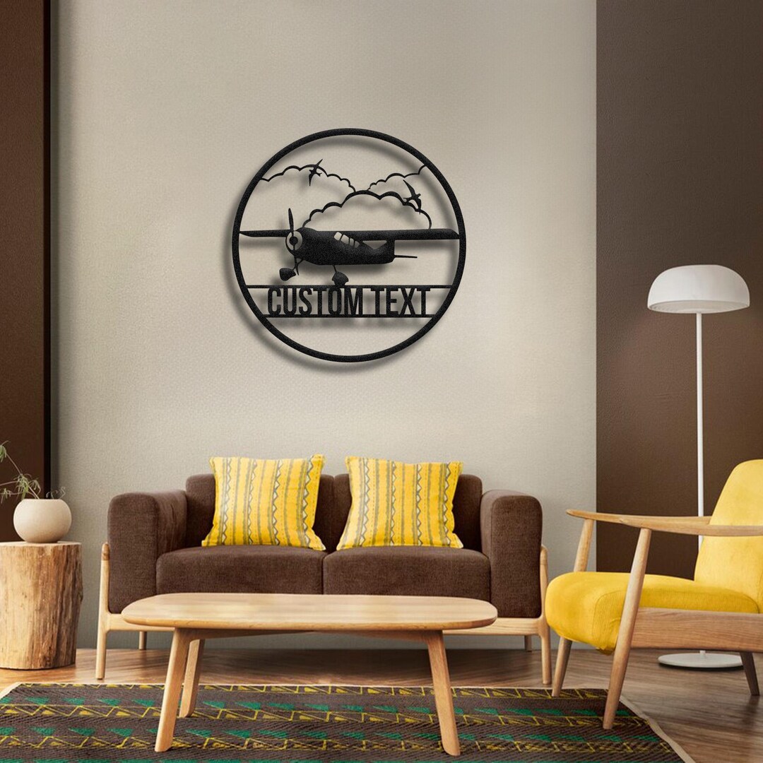 Customized Airplane Hangar Sign, Personalized Metal Aviation Decor ...