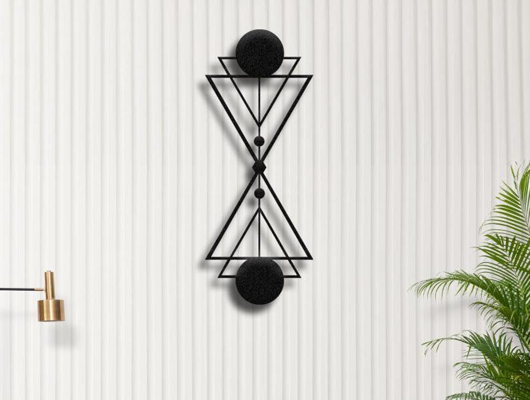 Geometric Triangles Metal Wall Art, Metal Triangle İn Triangle Sign for ...