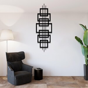 Geometric Metal Wall Art: Modern Rectangle Line Sculpture - Etsy