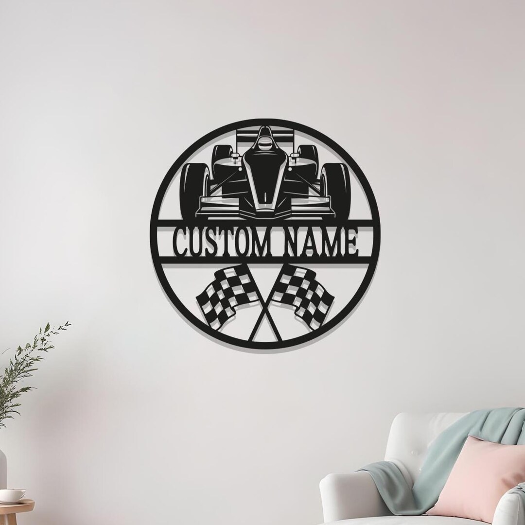 Custom Race Car Name Sign, Personalized Metal Wall Art, Kid’s Room ...