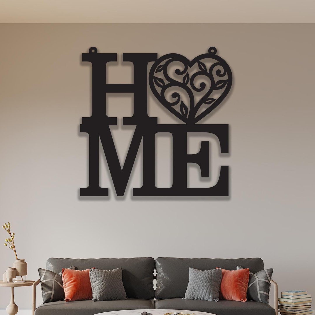 Home Metal Wall Art, Modern Home Decor Sign, Minimalist Living Room ...