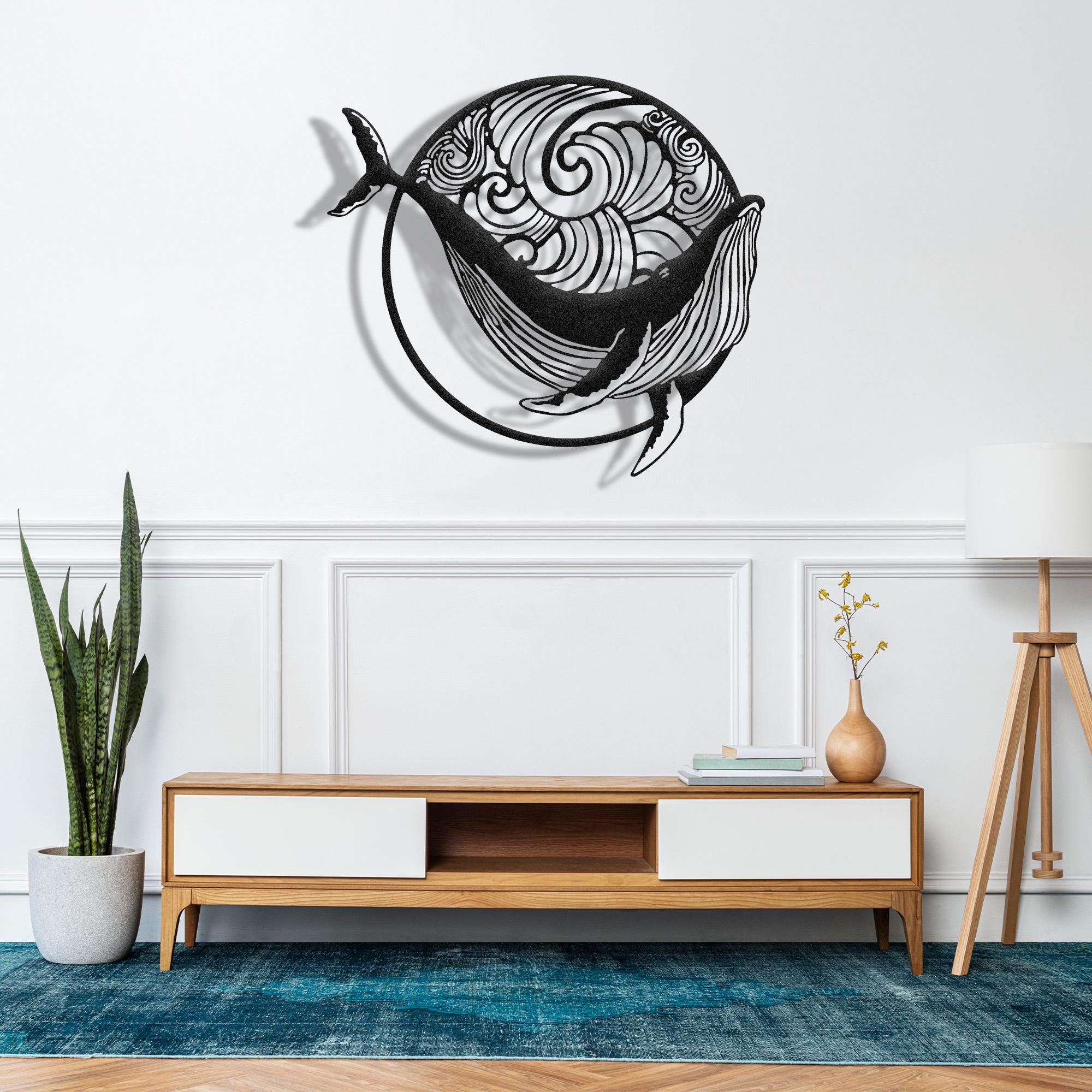 Orca Whale Metal Wall Art, Whale Wall Art, Large Blue Whale Wall Decor ...