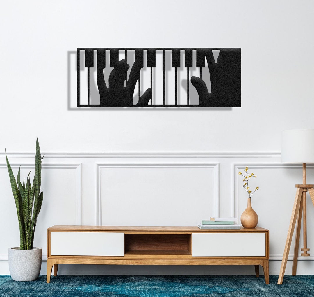 Piano Metal Wall Art, Music Room Decor, Modern Metal Sculpture, Musical ...