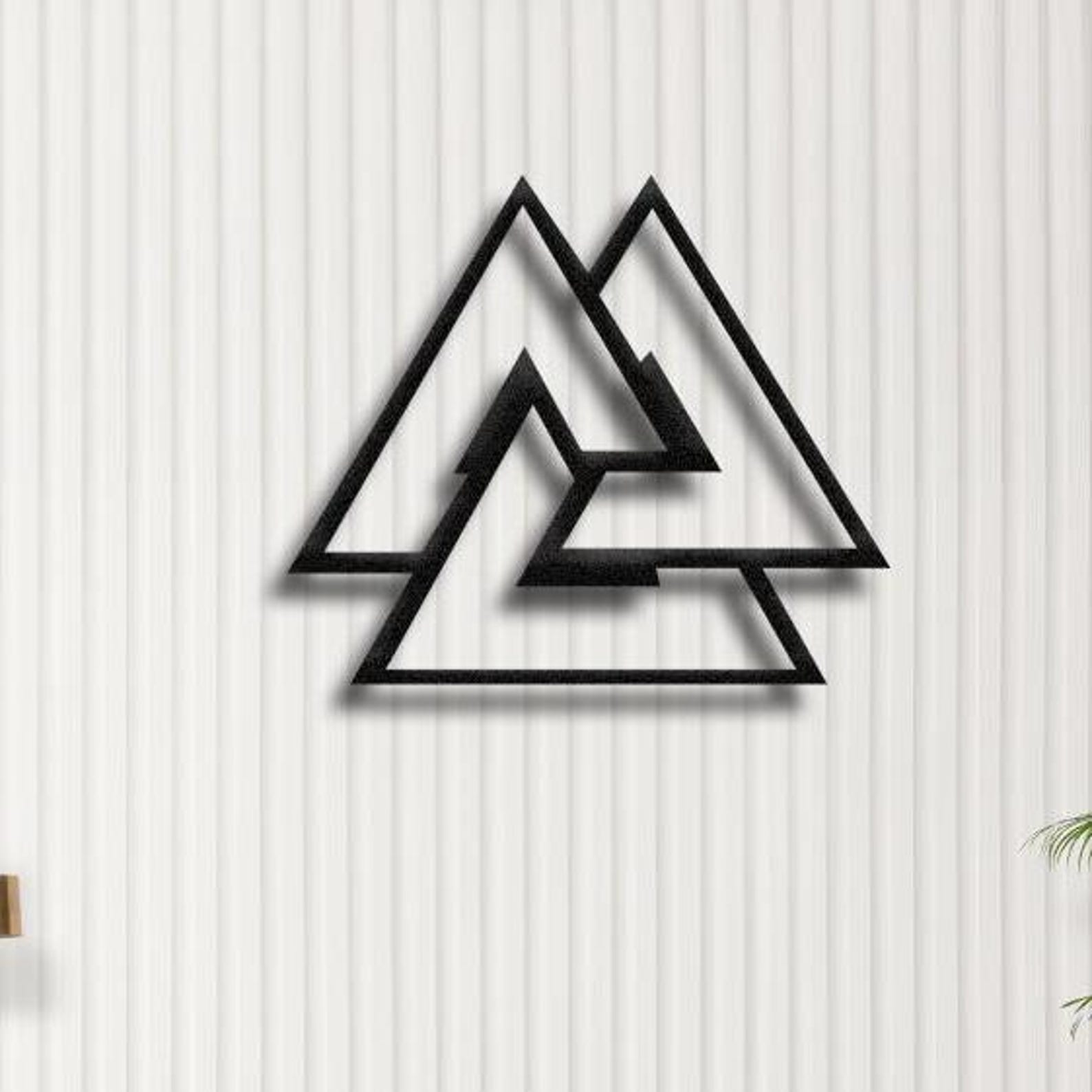 Triangle Metal Wall Art, Geometric Metal Decor, Viking Valknut Metal ...