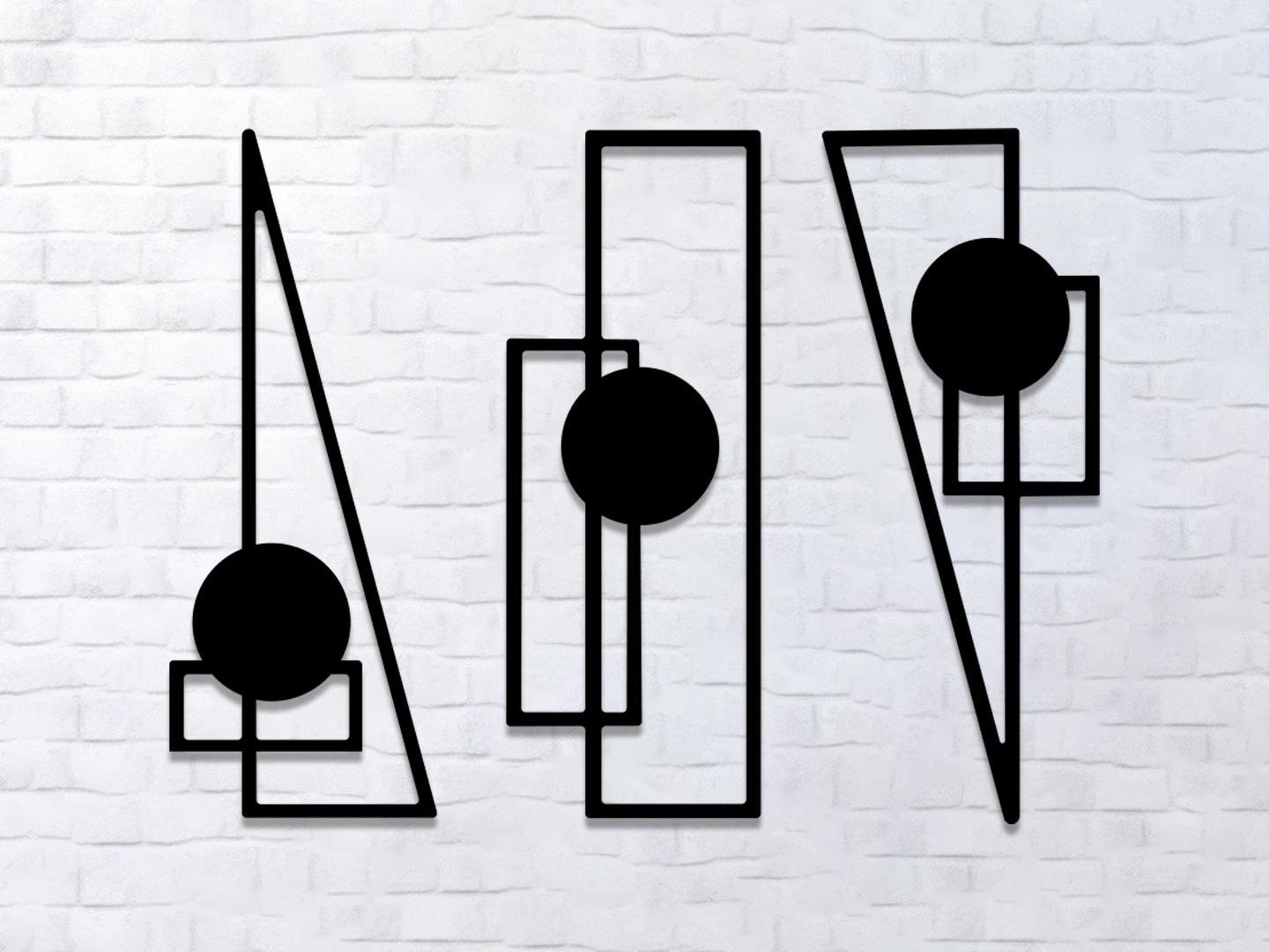 Trident 3 Metal Wall Art: Modern Geometric Sculpture - Etsy
