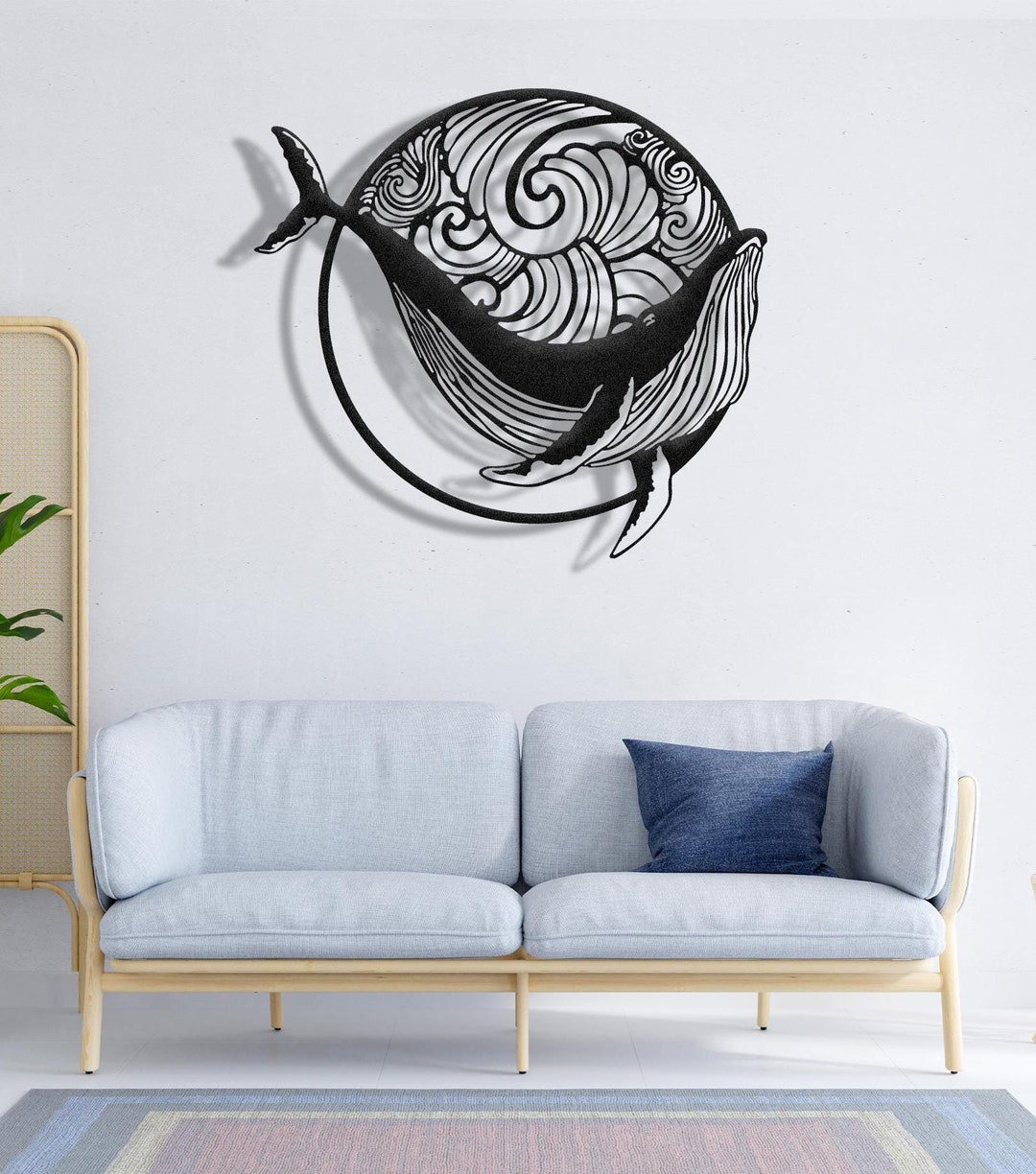 Orca Whale Metal Wall Art, Whale Wall Art, Large Blue Whale Wall Decor ...