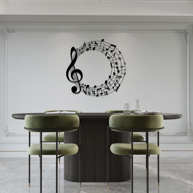 Music Notes Wall Art: Circle Treble Clef, Music Room Decor - Etsy