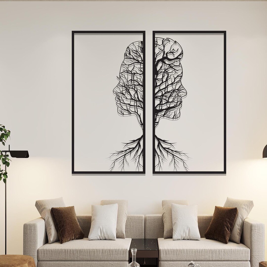 Tree Faces Wall Art, Man Woman Face to Face Wall Decor, Trees Human ...