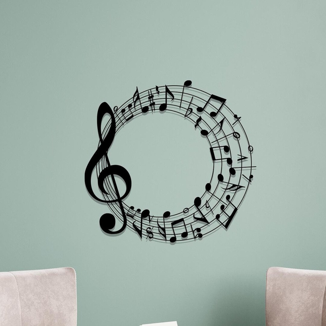 Music Notes Metal Wall Art, Musical Silhouette Decor, Modern Home or ...