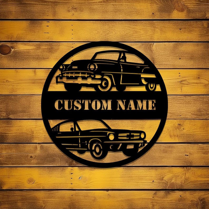 Personalized Classic Car Metal Sign: Vintage Garage Wall Art - Etsy