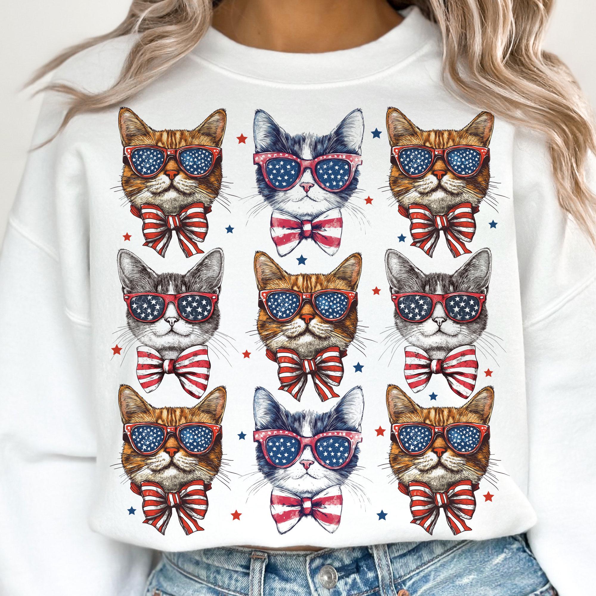 Patriotic Cats PNG, Fourth of July Cats Png, Usa-themed Cat Design, Red ...