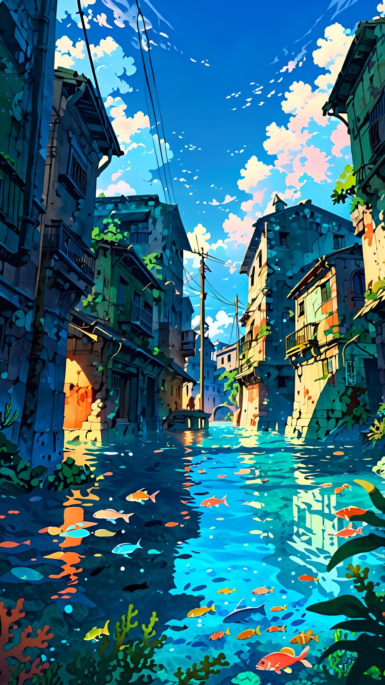 Sunken City Street Digital Art Print Fantasy Urban Landscape With ...