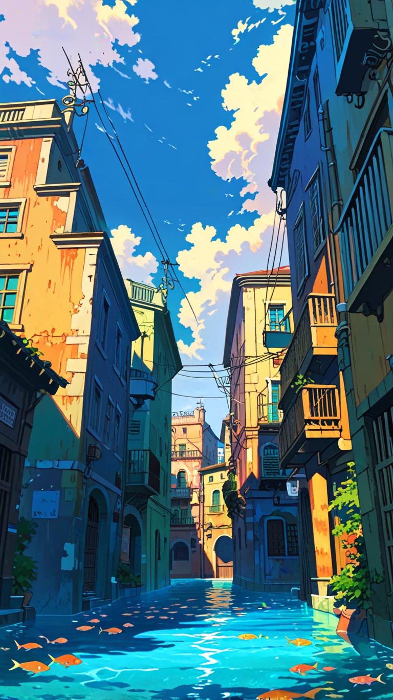 Sunken City Street Digital Art Print Fantasy Urban Landscape With ...