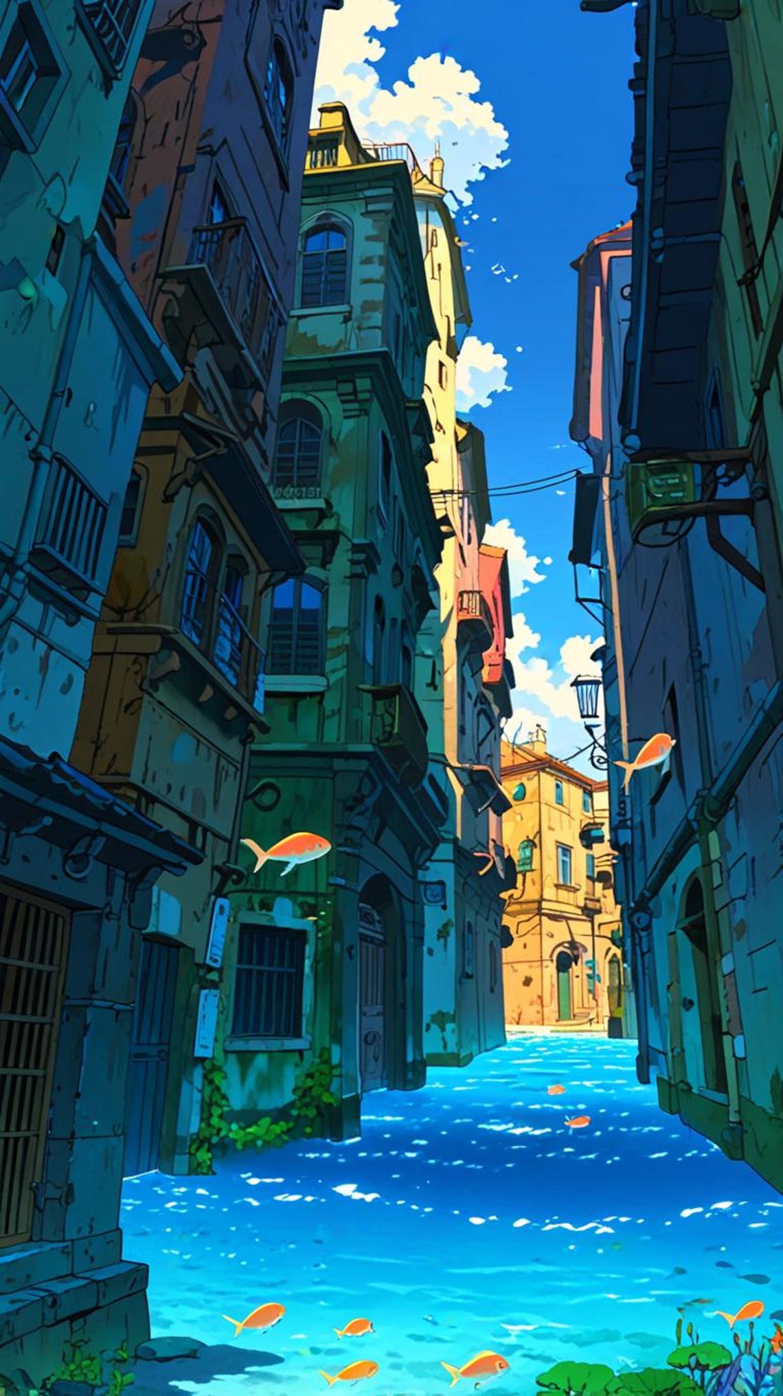 Sunken City Street Digital Art Print Fantasy Urban Landscape With ...