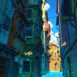 Sunken City Street Digital Art Print Fantasy Urban Landscape With ...