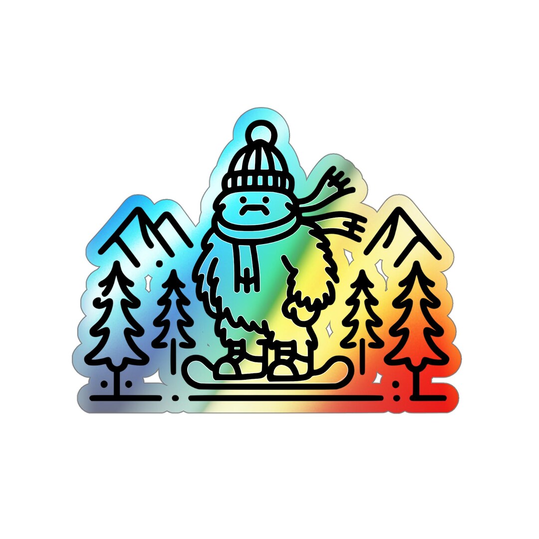 Holographic Snowboarding Yeti Sticker Fun Winter Vinyl Decal ...
