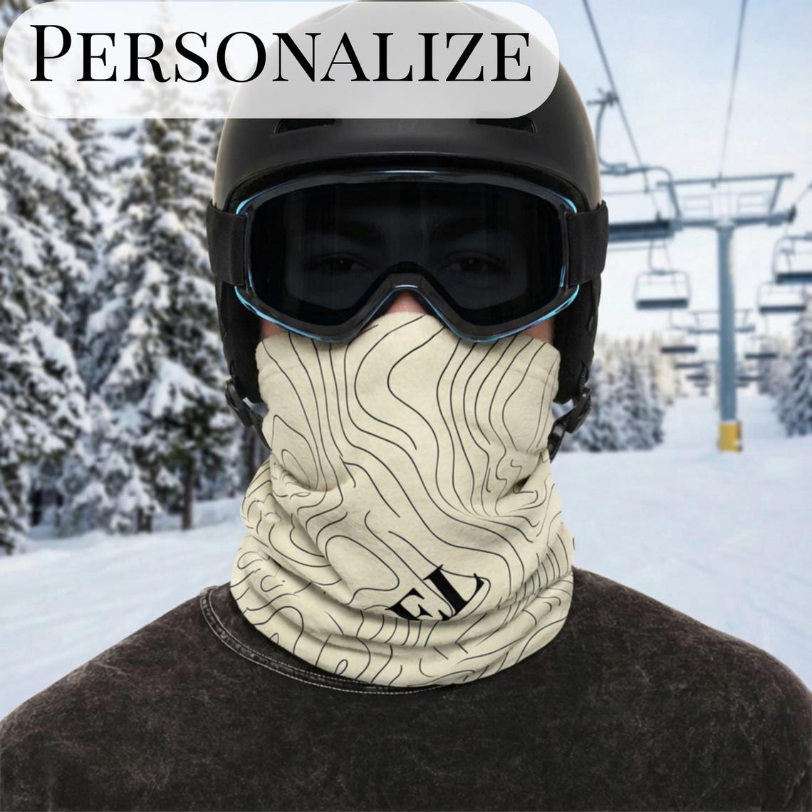 Personalized Ski Neck Gaiter Name Matching Gift for Family Ski Trip ...