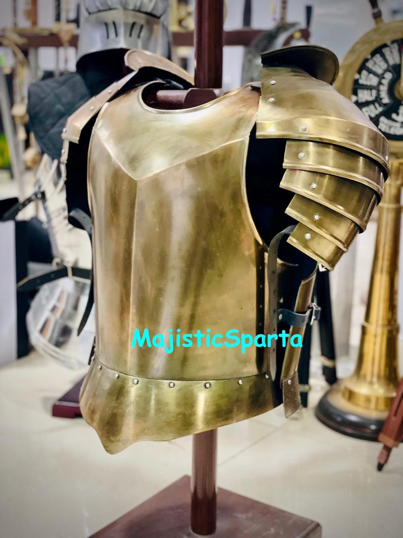 Medieval Knight Muscle Armor Chest Plate & Pauldrons – Roman Cuirass ...