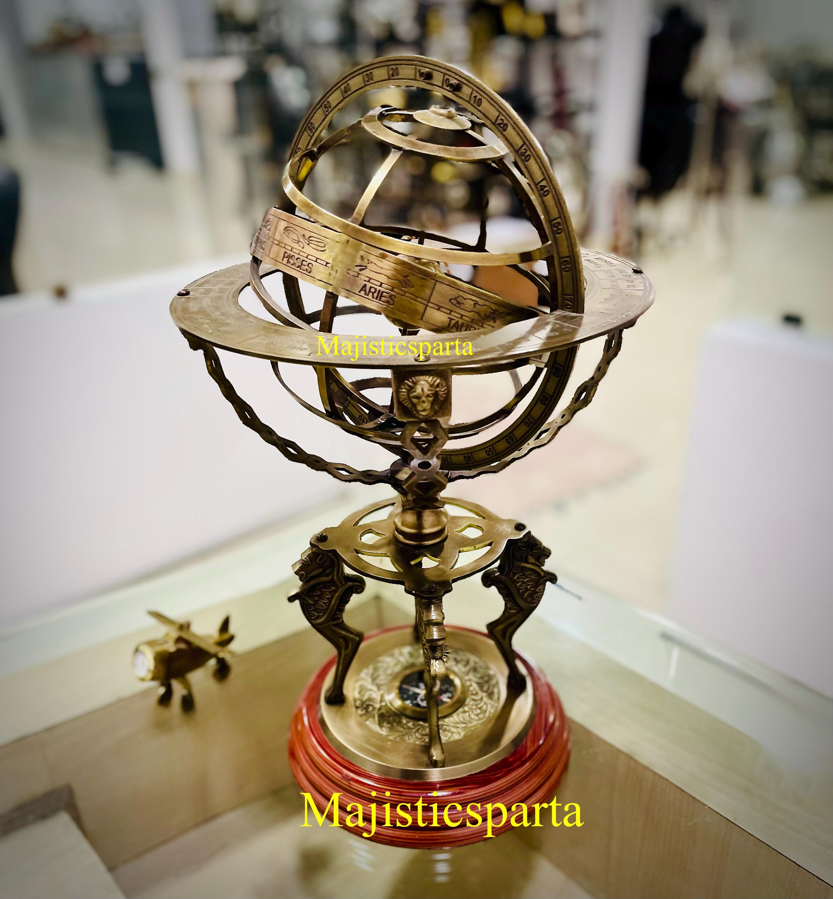 Handmade Brass Zodiac Armillary Sphere: Astrology Home Decor (16 Inch ...