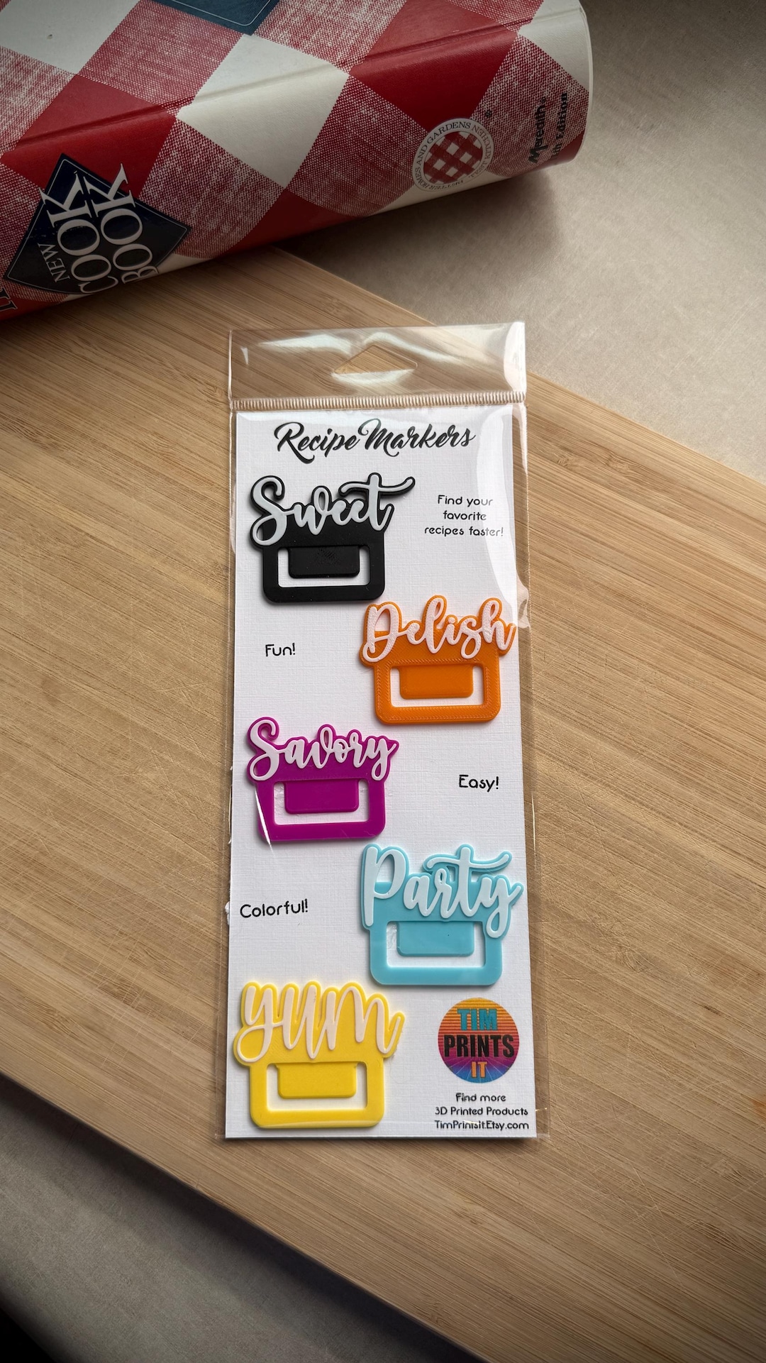 3D Printed Cookbook Page Markers: Recipe Bookmarks, Colorful Kitchen ...