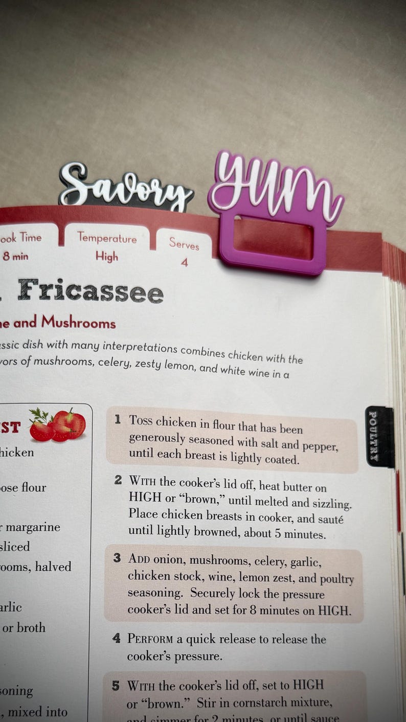 Cookbook Page Markers- Recipe Markers, Recipe Bookmarks, Page Markers ...