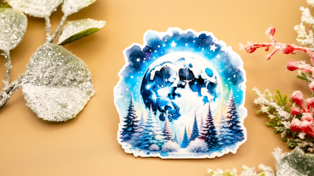 Full Moon, Die Cut Sticker, Water Resistant Sticker, Water Bottles ...