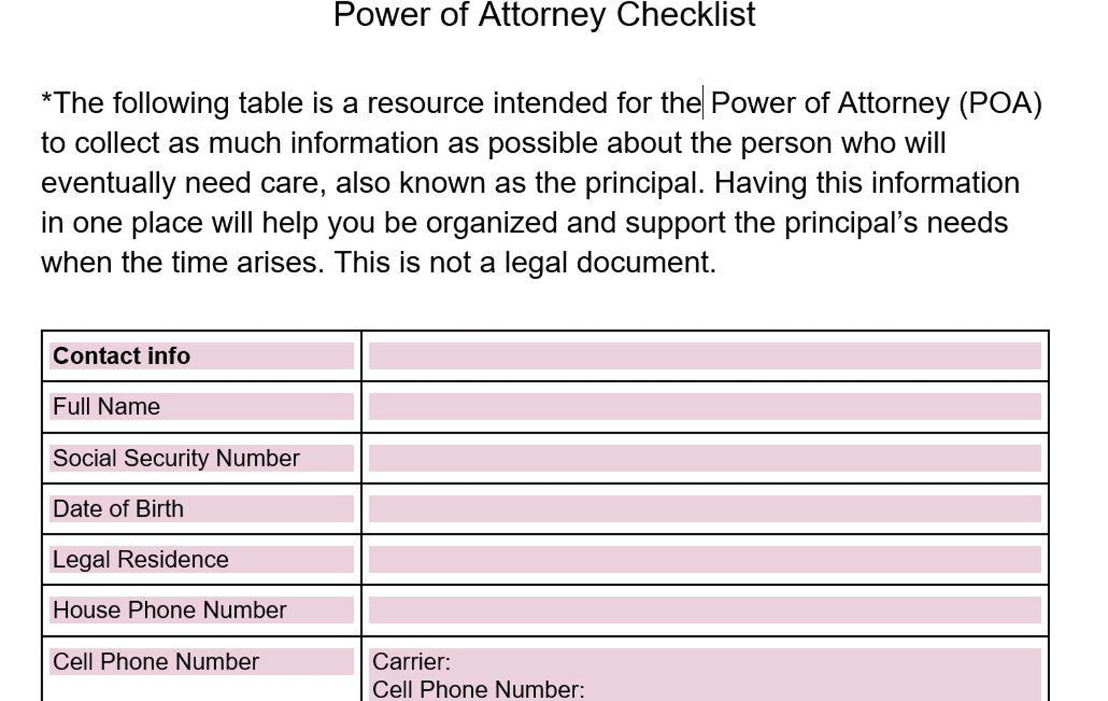 Power of Attorney (POA) Checklist - Etsy