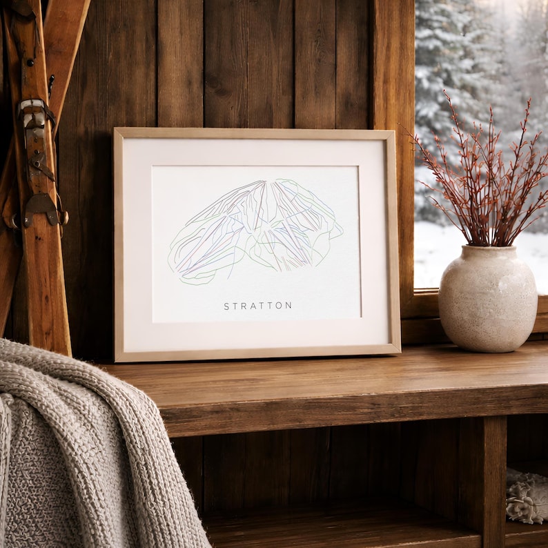 Stratton Mountain Resort Ski Trail Map Art | Minimalist Vermont Ski ...
