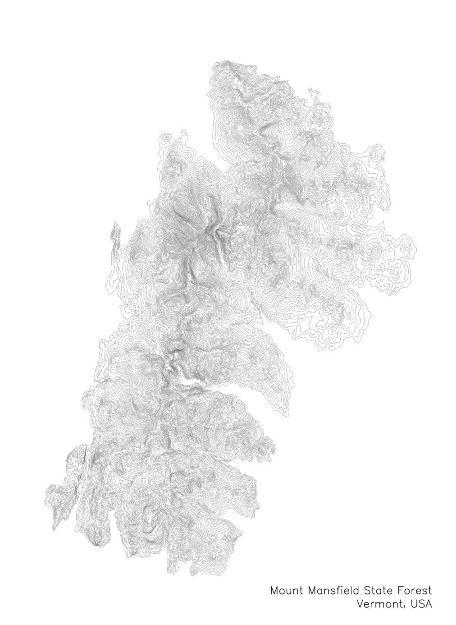 Mount Mansfield Topographic Map - Contour Map - Stowe, Vermont - Green ...