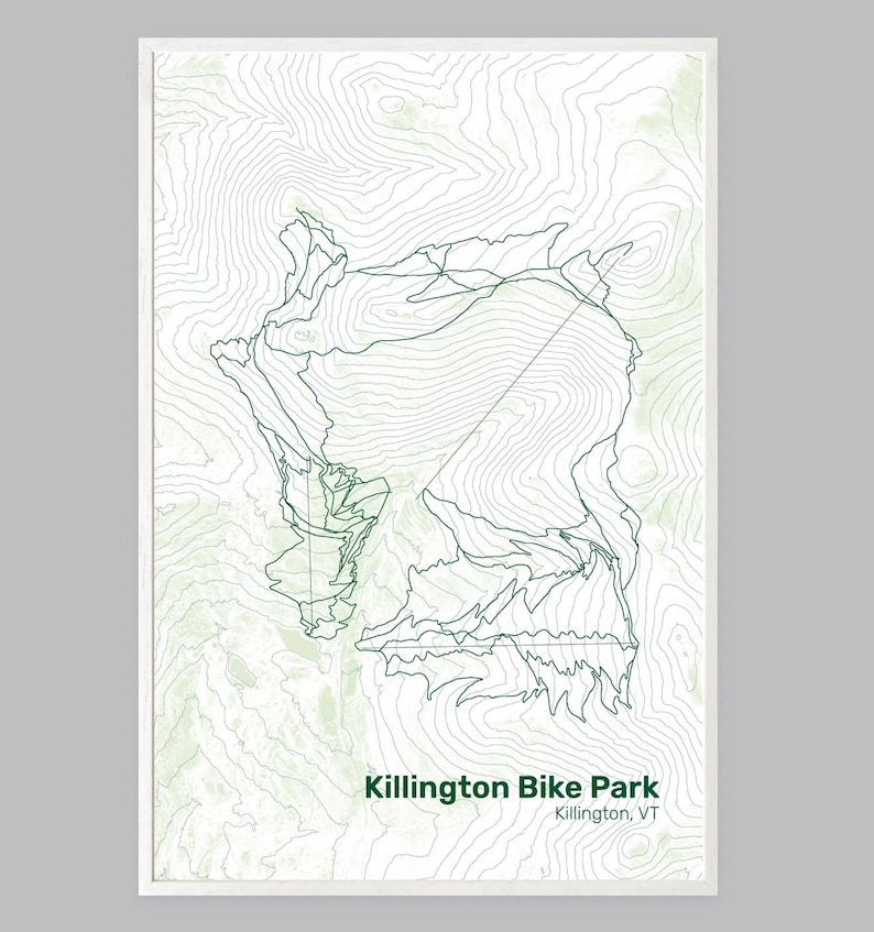 Killington Bike Park Mountain Biking Trails Map Art Print (light Green) - Etsy