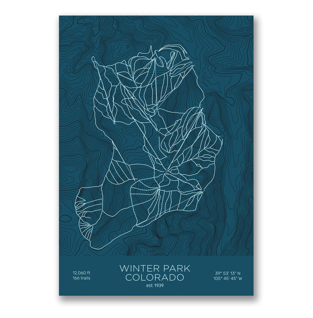 Winter Park Ski Resort Map Art Print | Colorado Topographic Wall Art - Etsy