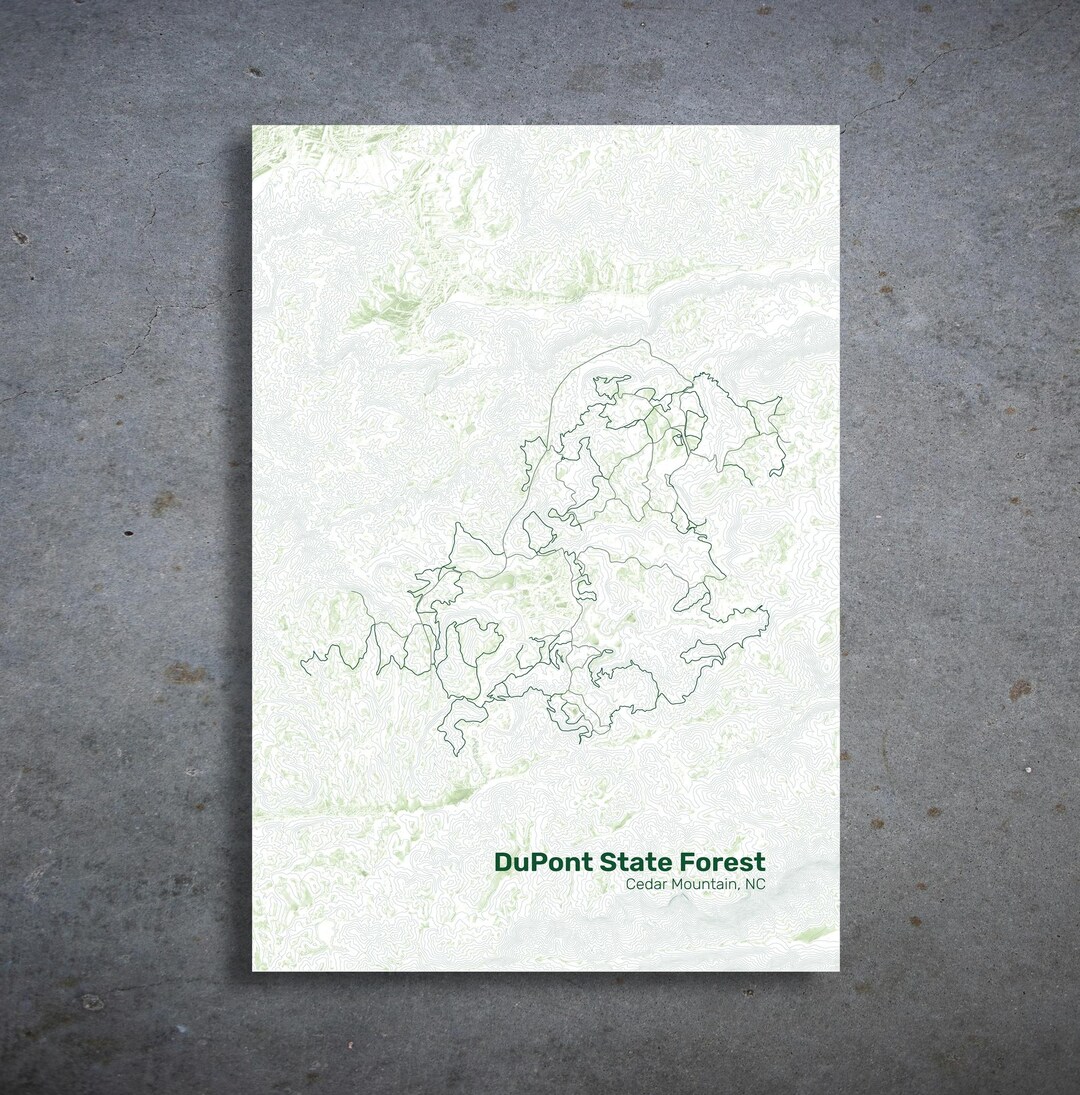 Dupont State Forest Mountain Biking Trails Map Art: North Carolina ...